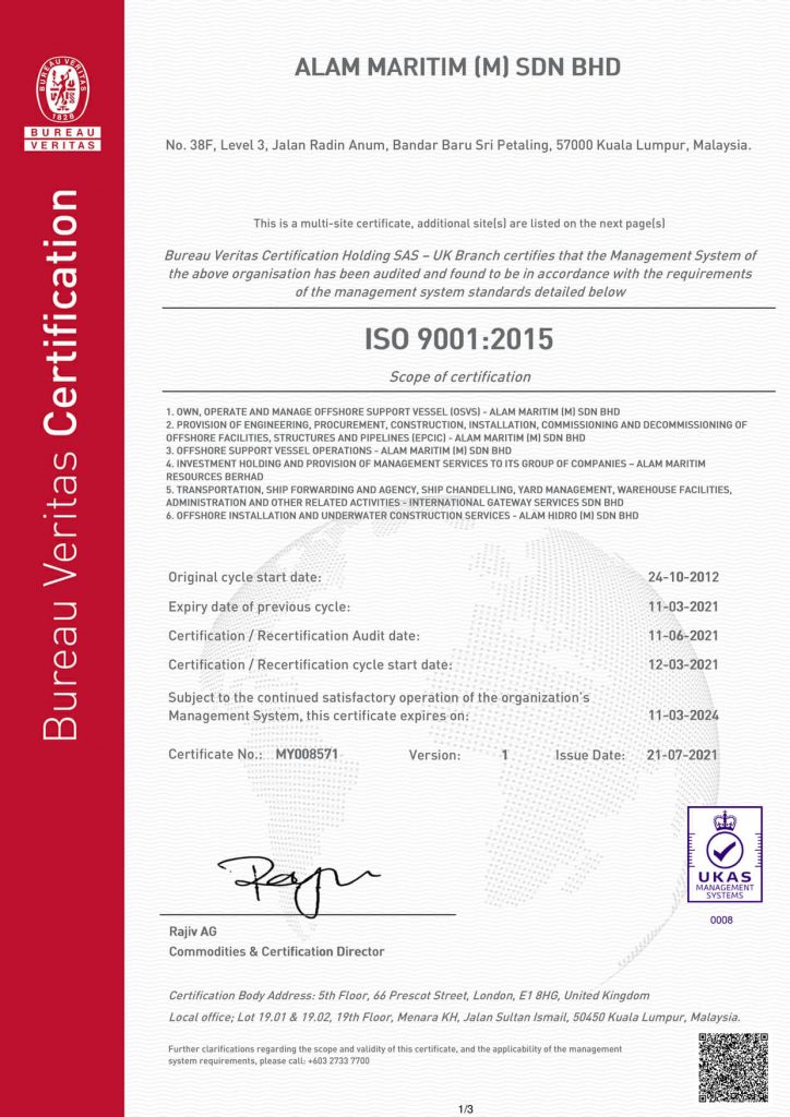IMS Certification - Alam Maritim Resources Berhad